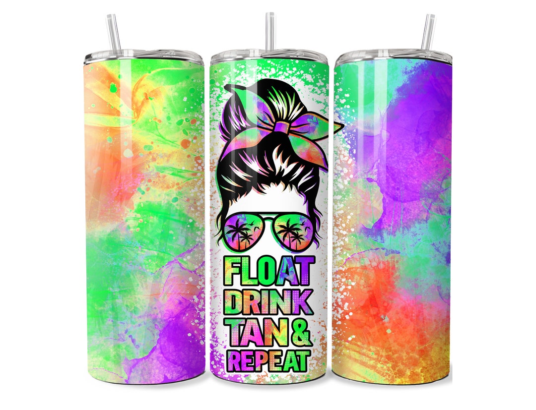 Summer Vibes 20oz Skinny Tumbler, Float Drink Tan Repeat Summer Fun ...