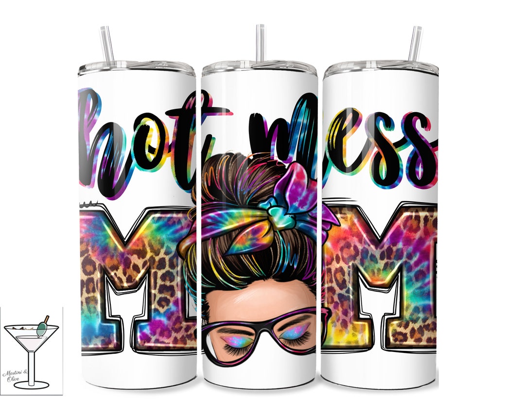 20 Oz Skinny Tumbler, "hot Mess Mom" Design - Etsy