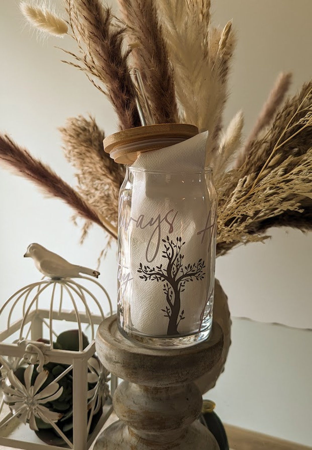 Tree Cross Libby Glass: Humble & Kind Soda/beer Glass With Bamboo Lid ...