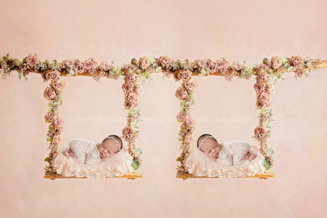 Twins Digital Backdrop - Vintage Floral Twin Swing Made With Fresh ...