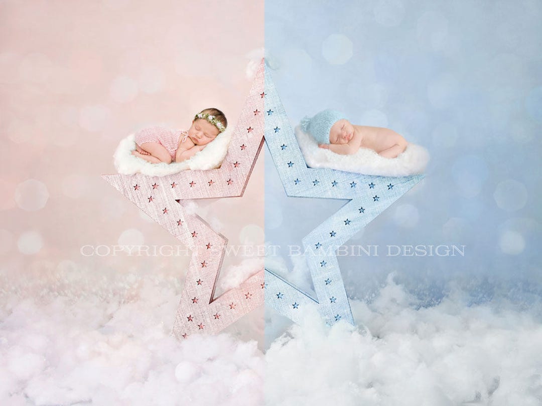 Twins Digital Backdrop for Newborn Boy and Girl - "wish Upon a Star" in ...