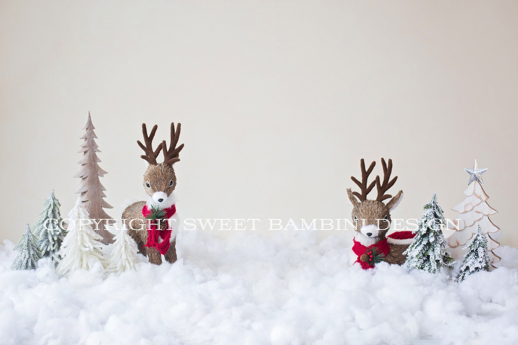 Sitter Christmas Digital Backdrop Snowy Reindeer - Etsy