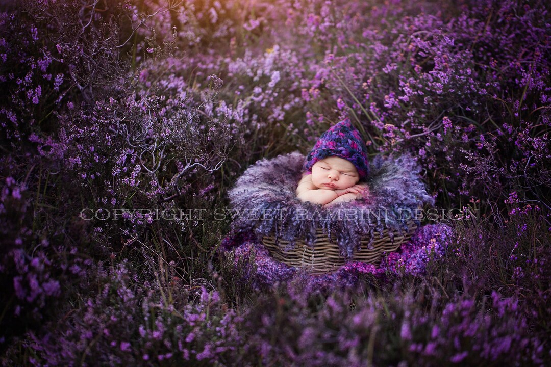 Newborn Digital Backdrop - Purple Wicker Basket in Natural Purple ...