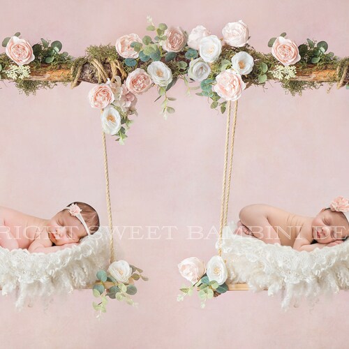 Twin Newborn Digital Backdrop Wooden Beds Newborn Digital - Etsy