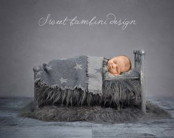 Newborn Digital Background Little Grey Bed Shot With Natural | Etsy