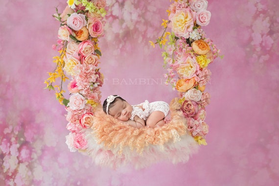 Newborn Digital Backdrop for Girls Beautiful Floral Swing | Etsy