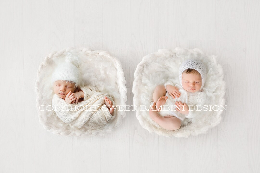 Twin Digital Backdrop - Two Fabric Nests Shot on White Floor - Etsy