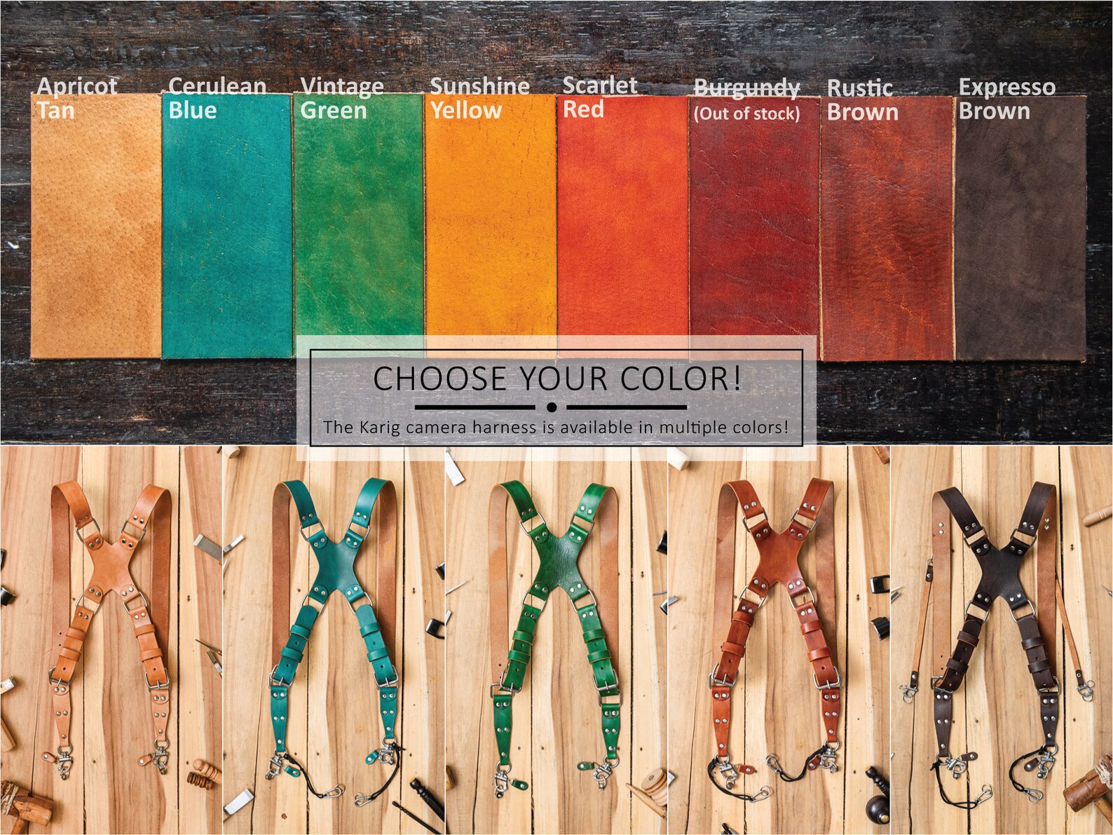 Karig, Leather Dual Camera Harness in Full Grain Water Buffalo, Multi ...