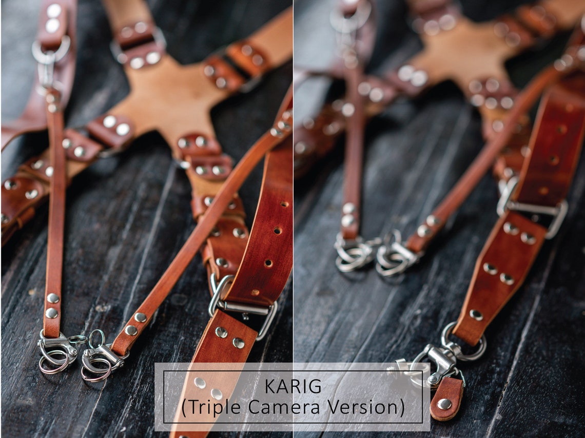 Karig Leather Dual Camera Harness in Full Grain Water - Etsy