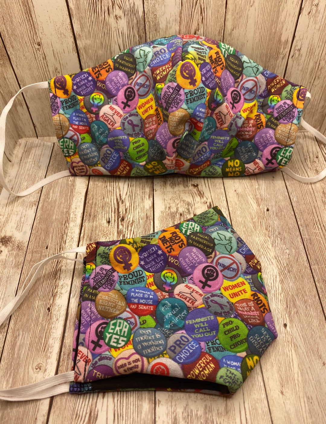 Feminist Buttons Face Mask, Feminism, Women, Vote, Political, Gift ...