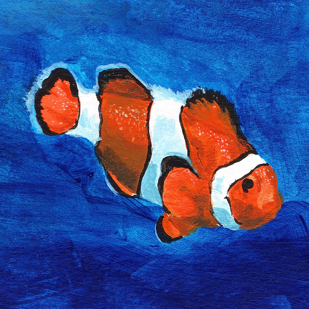 Clown Fish Art Print - Wall Art Signed Original Acrylic Painting Orange ...