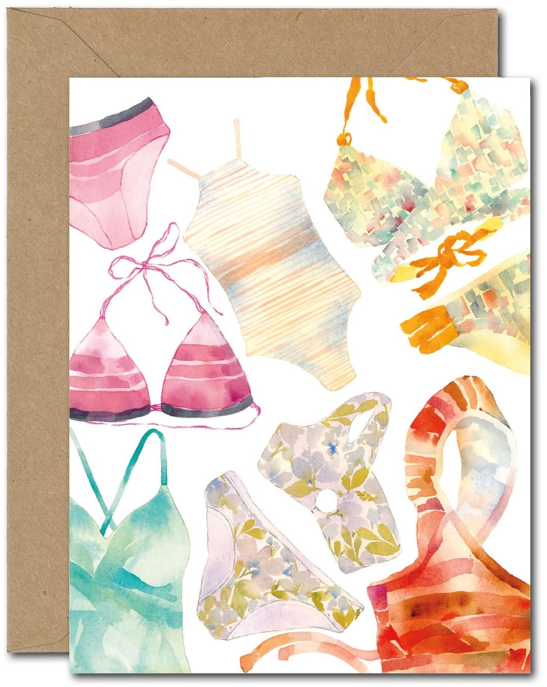 Summer Swim (evry-17) GREETING CARD, June Watercolor, June Watercolor ...
