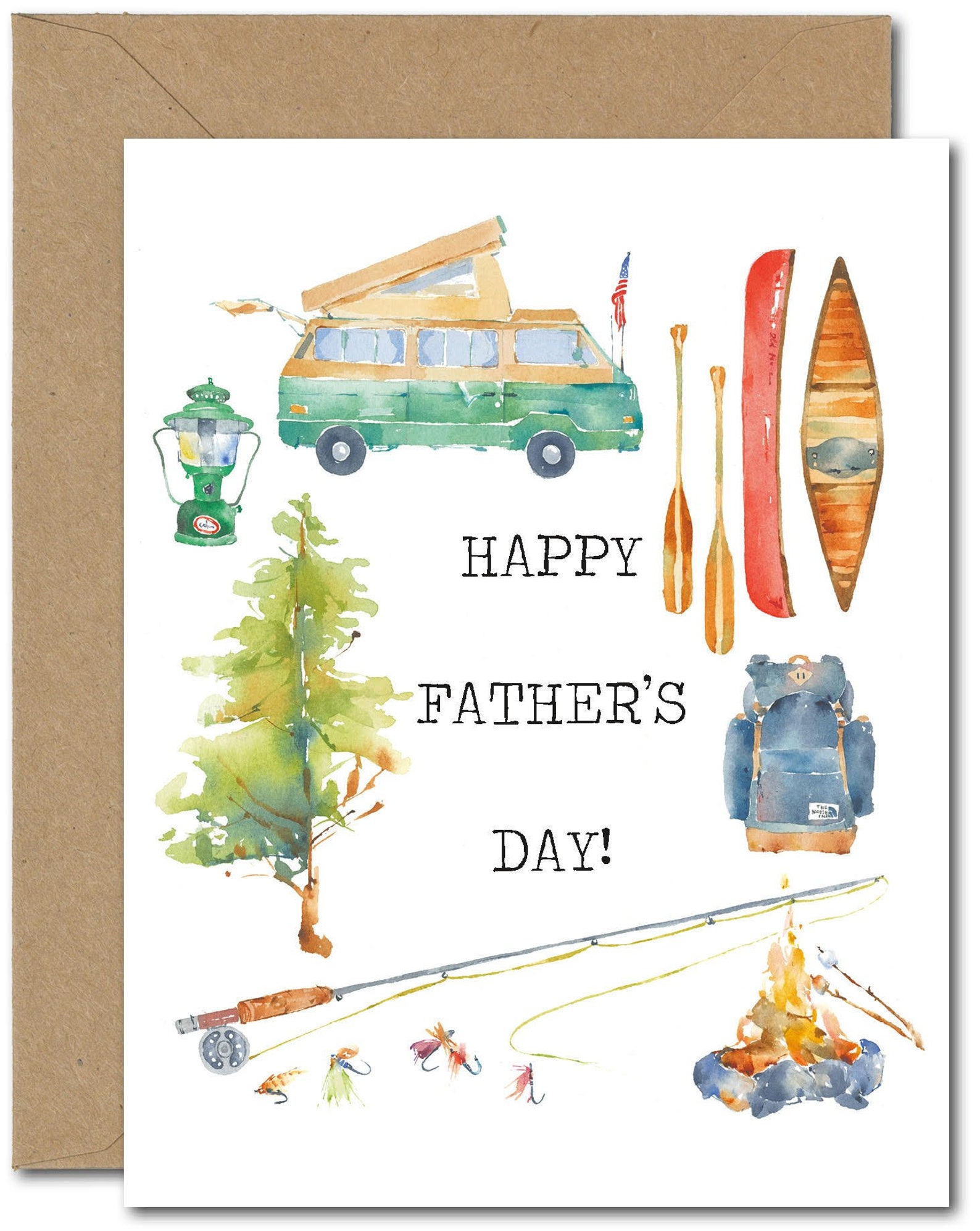 Father's Day Camping (dad-2) GREETING CARD, June Watercolor, June ...