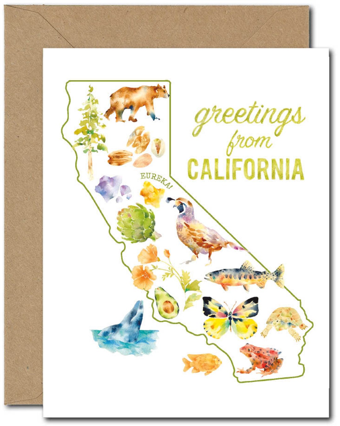 CA State Symbols (evry-15) GREETING CARD, June Watercolor, June ...