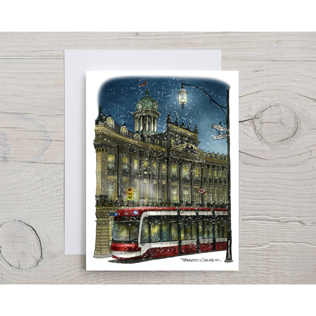 TTC Streetcar Christmas Cards, Toronto Landmarks Holiday Card, Winter's ...