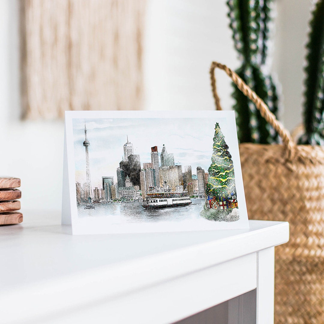 Skyline of Toronto Christmas Card, Winter Toronto Skyline Holiday Cards ...