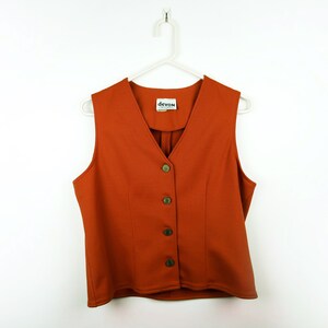 BURNT ORANGE Vest Vintage Sleeveless V Neck Gold Button up | Etsy