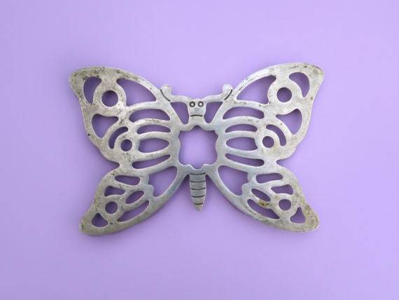 BUTTERFLY Trivet Vintage Metal Silver Retro BOHO Kitchen - Etsy