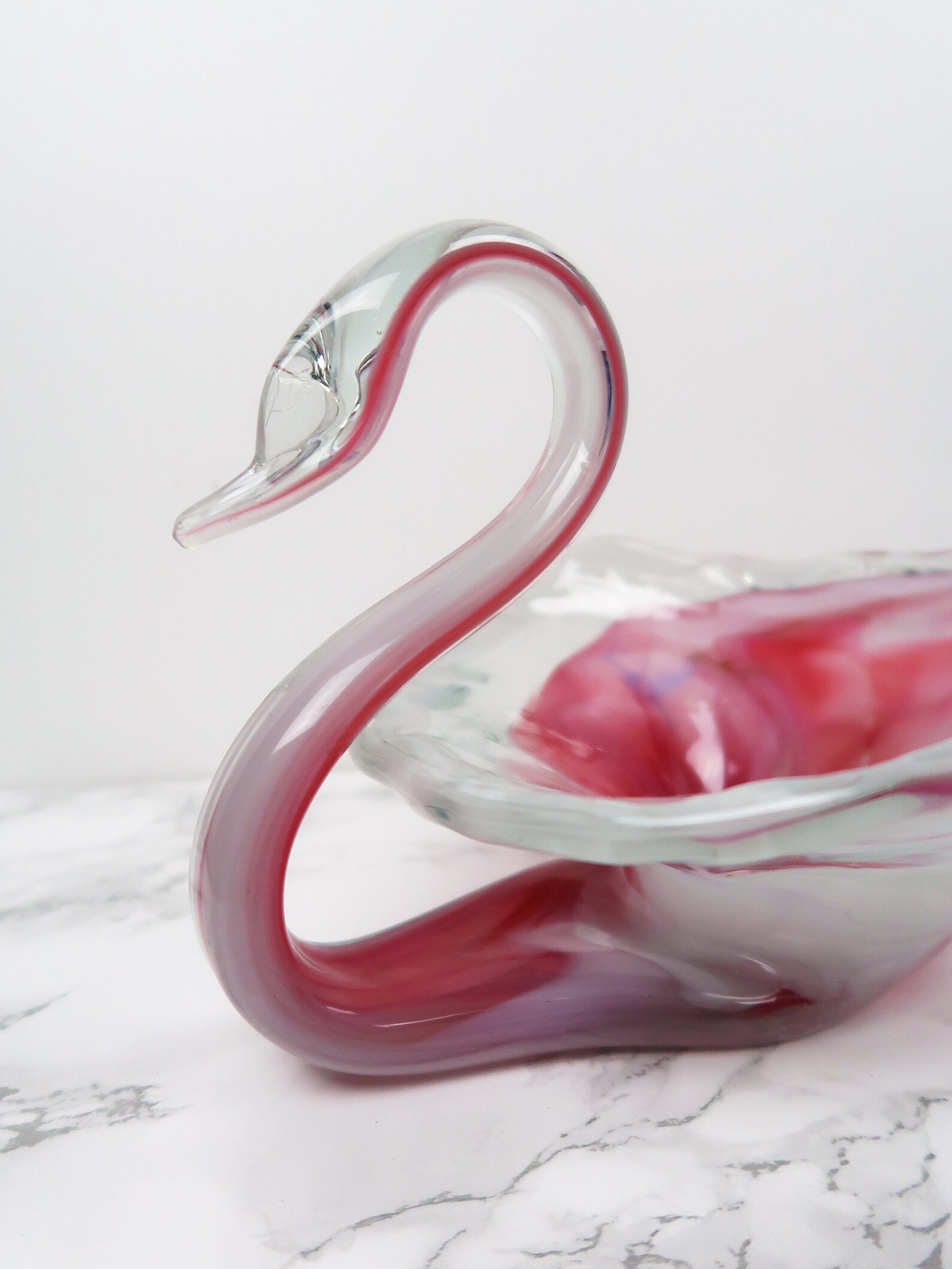 LARGE MARBLED SWAN Bowl Vintage Hand Blown Glass Figurine | Etsy