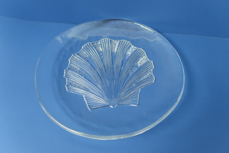 SEASHELL Plate Vintage Clear Glass Dining Kitchen Beach - Etsy