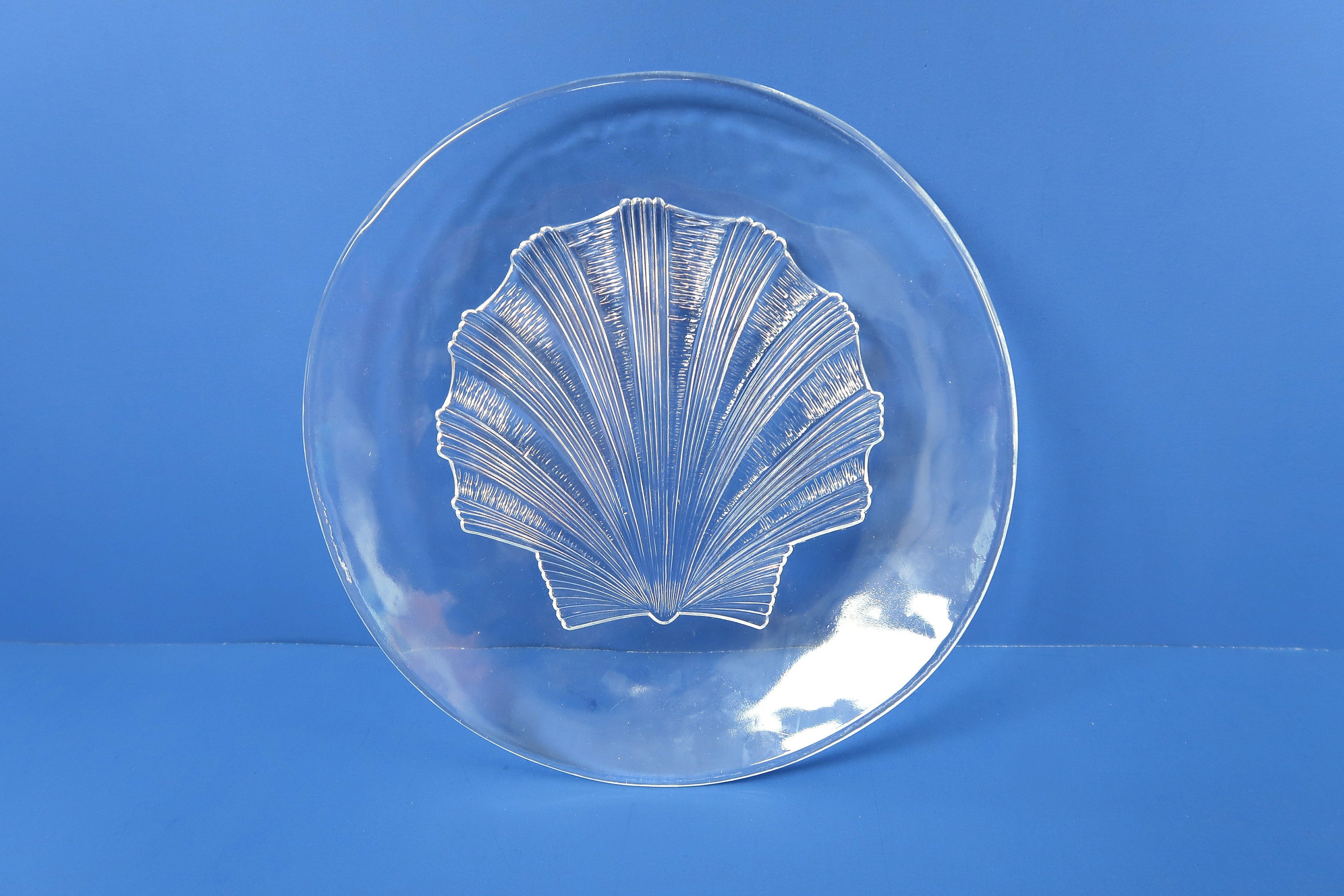 SEASHELL Plate Vintage Clear Glass Dining Kitchen Beach | Etsy
