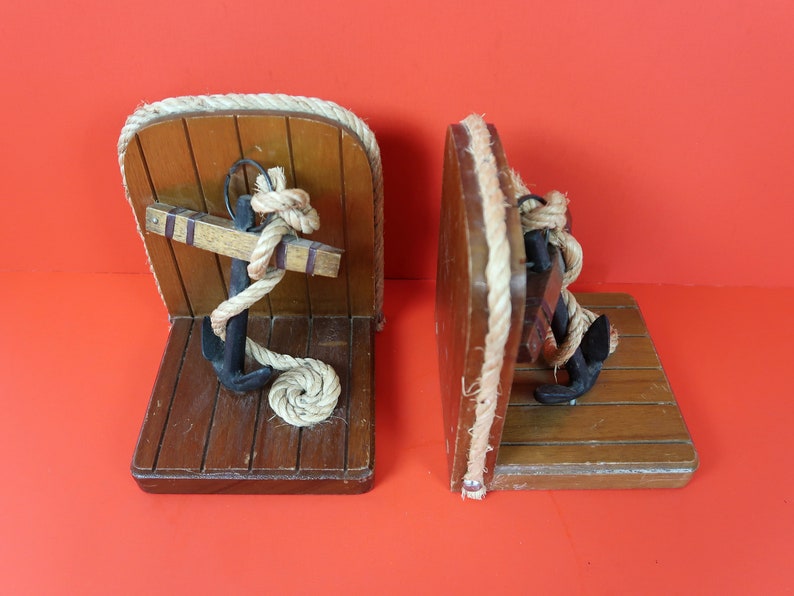 ANCHOR Bookends Vintage Nanco Wood Sculpture Art Boat Ship - Etsy