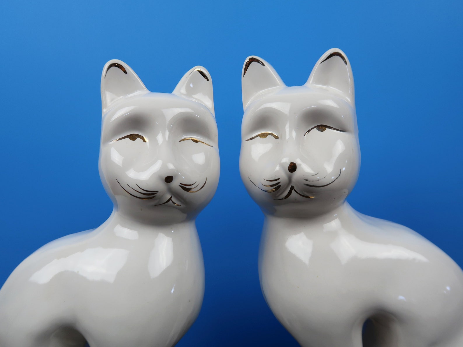 2 CAT Figurines Vintage Large Ceramic Anthropomorphic - Etsy