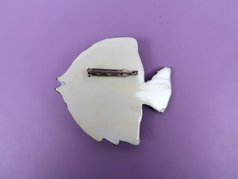 ANGELFISH Pin Vintage Wood Lapel Brooch Cloisonne Accessory - Etsy