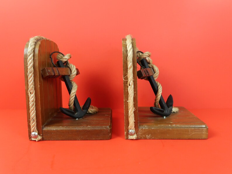 ANCHOR Bookends Vintage Nanco Wood Sculpture Art Boat Ship | Etsy