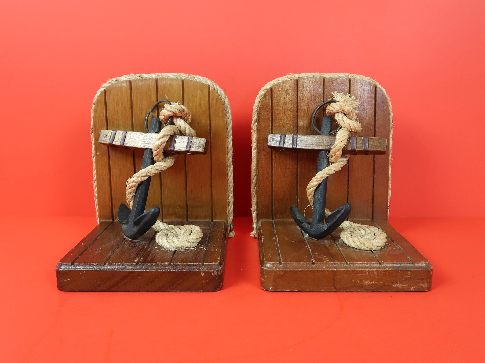 ANCHOR Bookends Vintage Nanco Wood Sculpture Art Boat Ship - Etsy