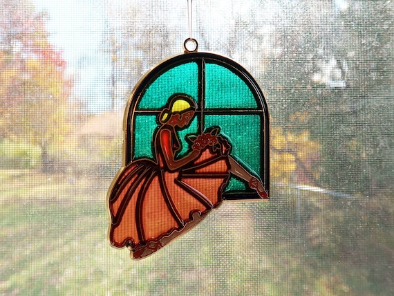 BALLERINA Window Suncatcher Vintage Stained Glass Art Dancer - Etsy
