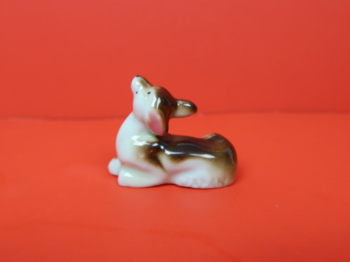 MINI DEER Figurine Vintage Ceramic Porcelain Miniature | Etsy