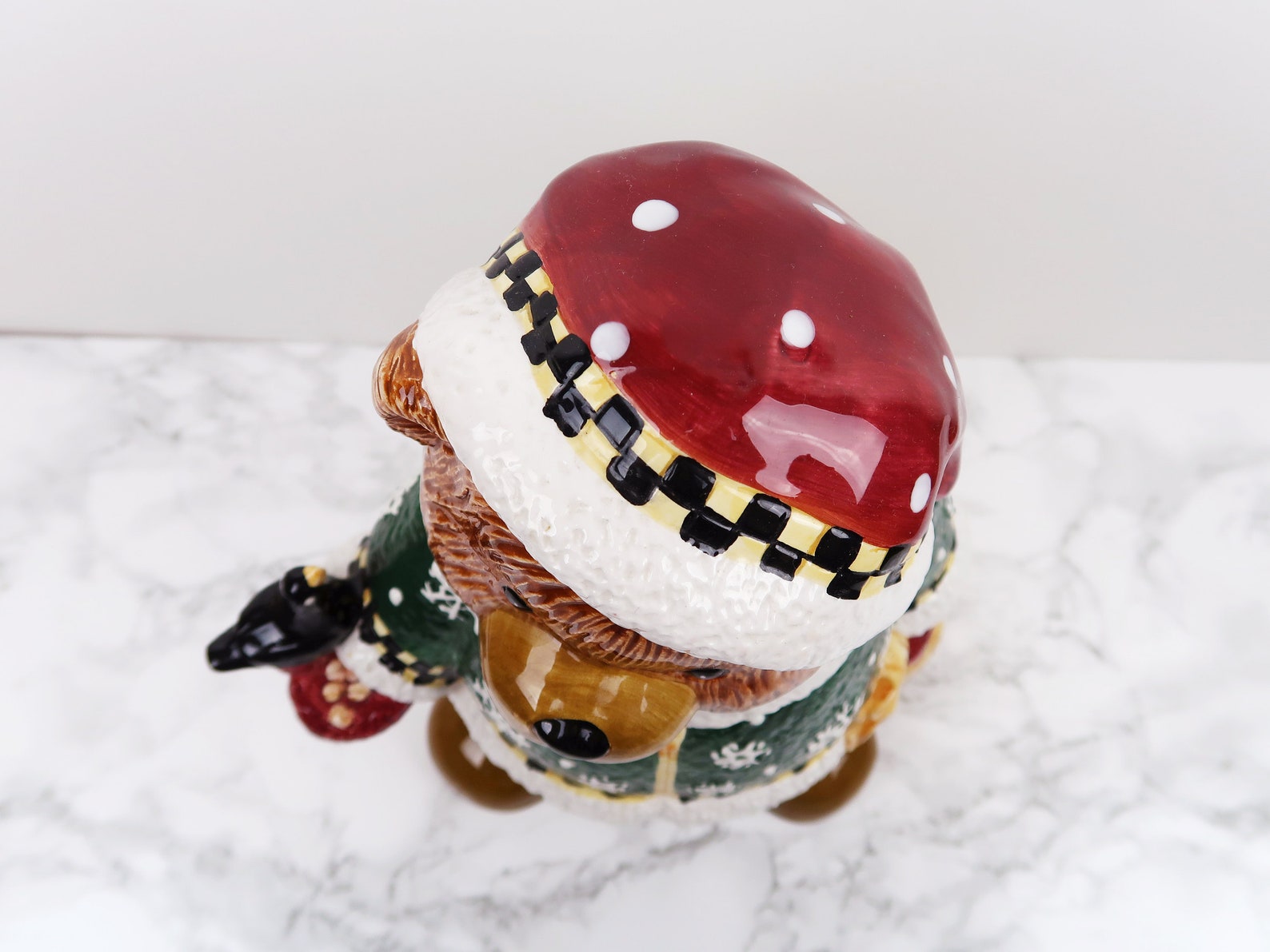 HOLIDAY BEAR Cookie Jar Vintage Debbie Mumm Sakura Ceramic Canister ...
