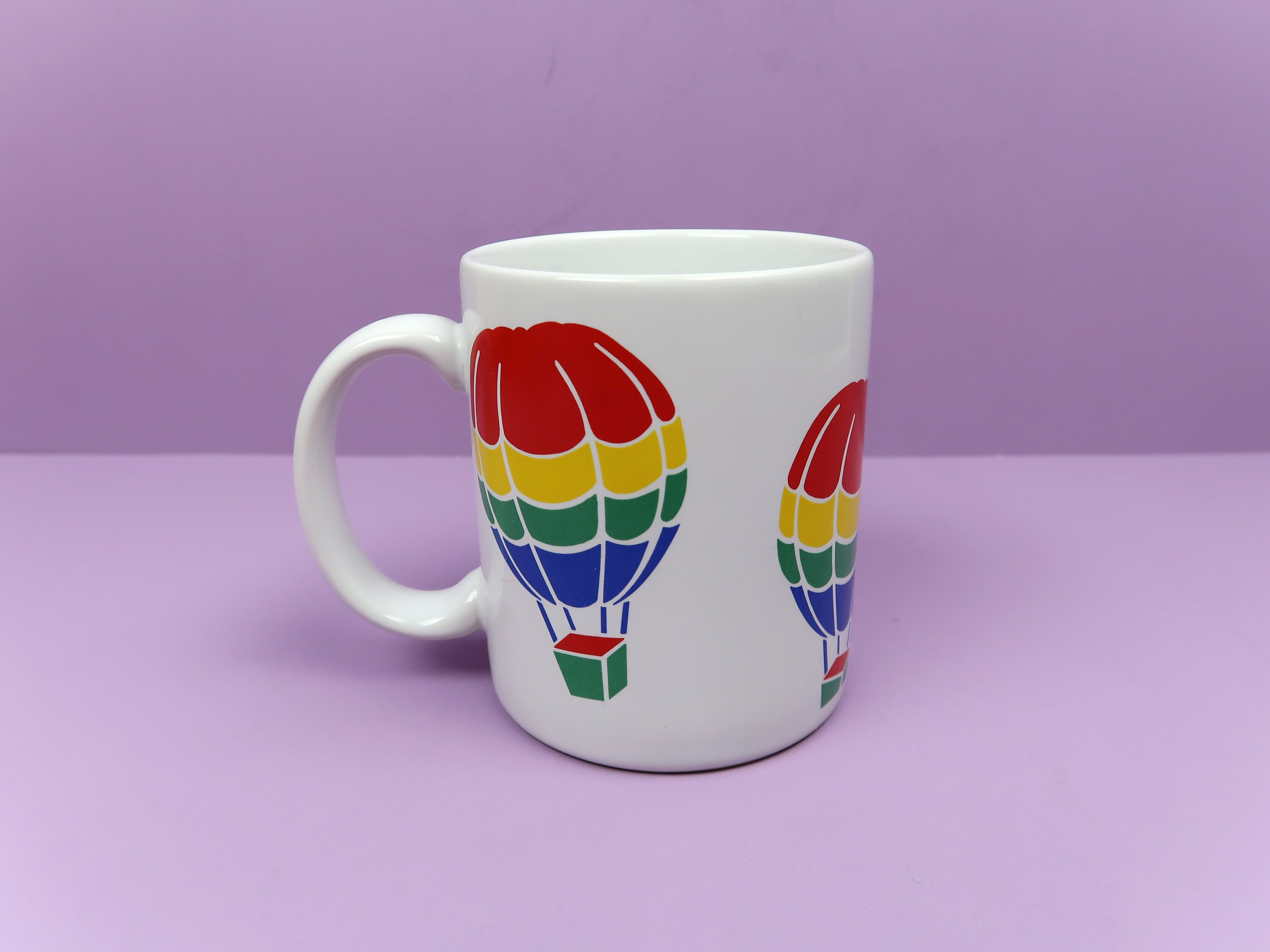 RAINBOW Hot Air Balloon Mug - Vintage Ceramic Colorful Coffee Tea Cup ...