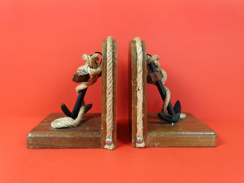 ANCHOR Bookends Vintage Nanco Wood Sculpture Art Boat Ship - Etsy