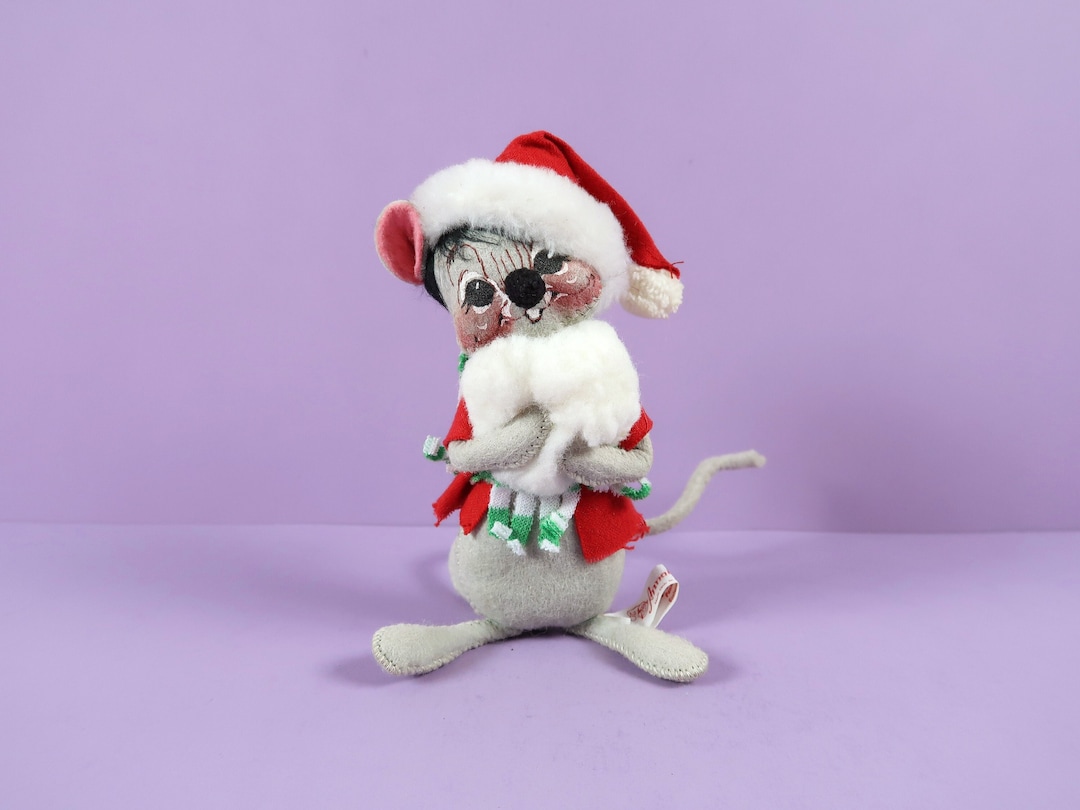 SANTA MOUSE Figurine - Vintage Annalee Mobilitee Doll - Scarf Hat ...