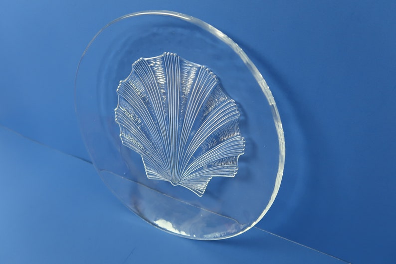 SEASHELL Plate Vintage Clear Glass Dining Kitchen Beach - Etsy