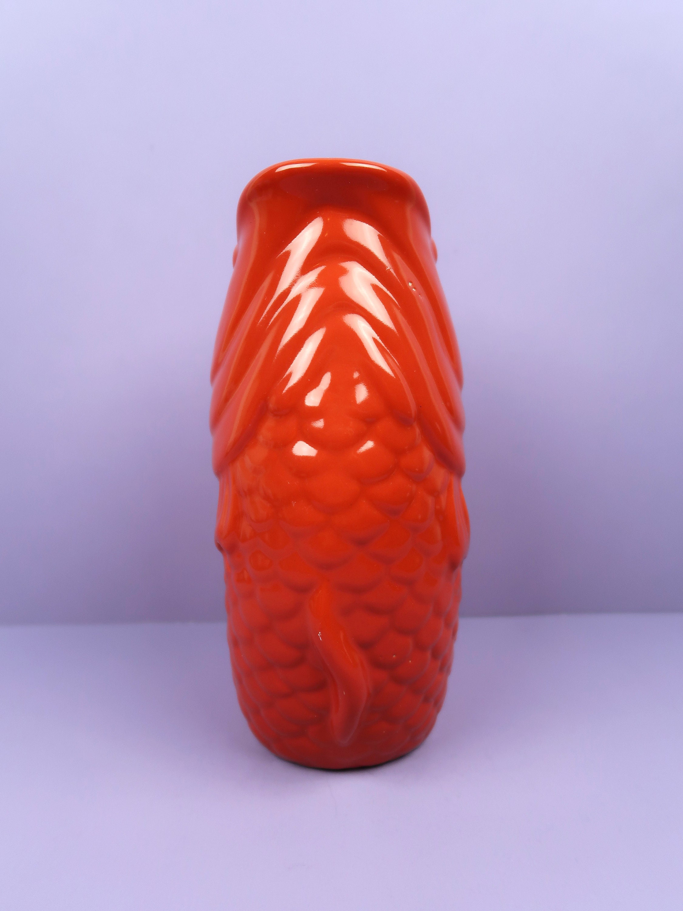 ORANGE KOI Fish Vase Vintage Ceramic Pitcher Figurine Big | Etsy