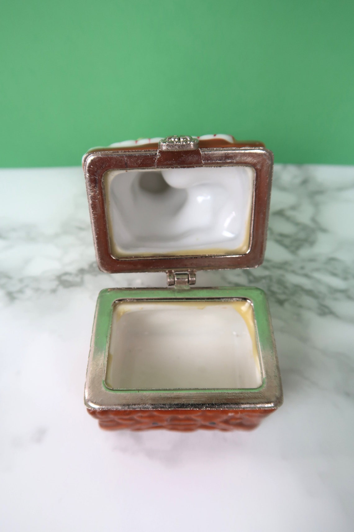 TEDDY BEAR Box Vintage Small Ceramic Jewelry Ring Earring | Etsy