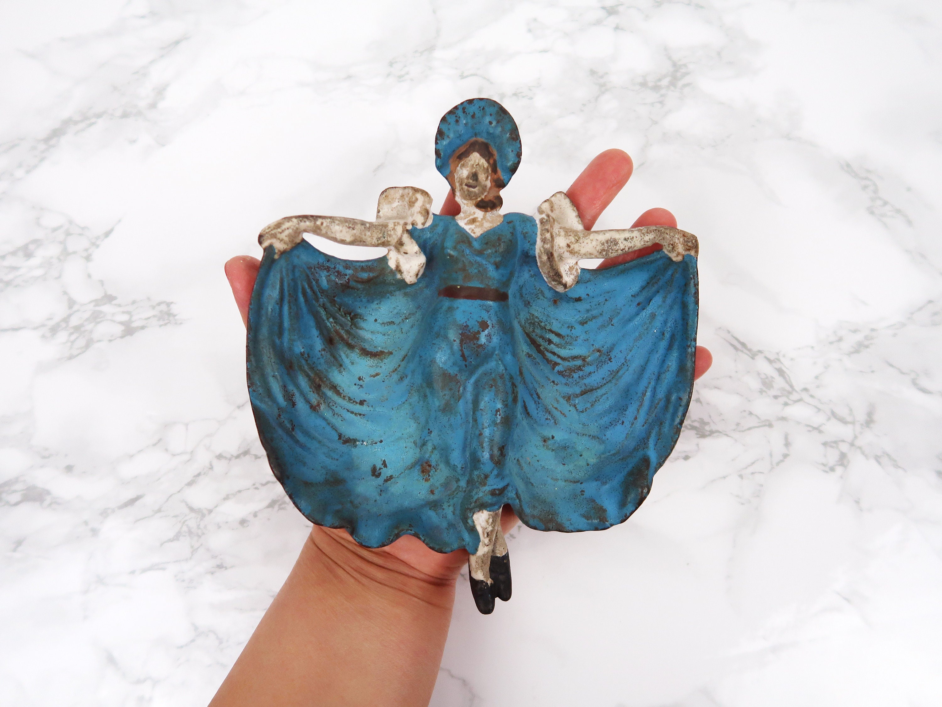 CAST IRON GIRL Catchall - Vintage Metal Ring Trinket Jewelry Dish ...