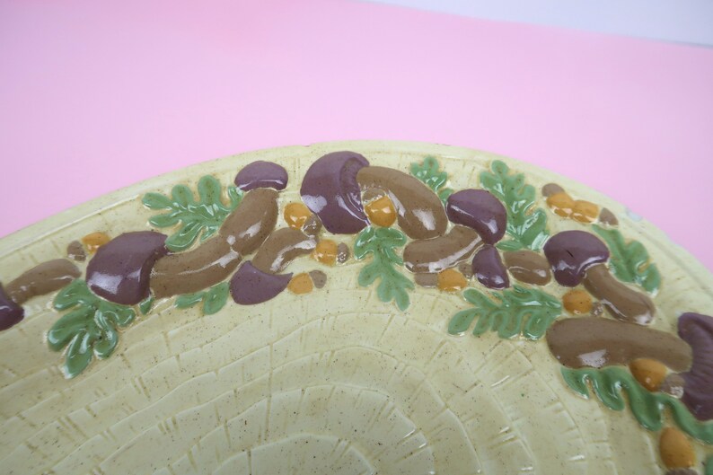 MUSHROOM Plate Vintage 1970s Large Platter Artisan Handmade - Etsy