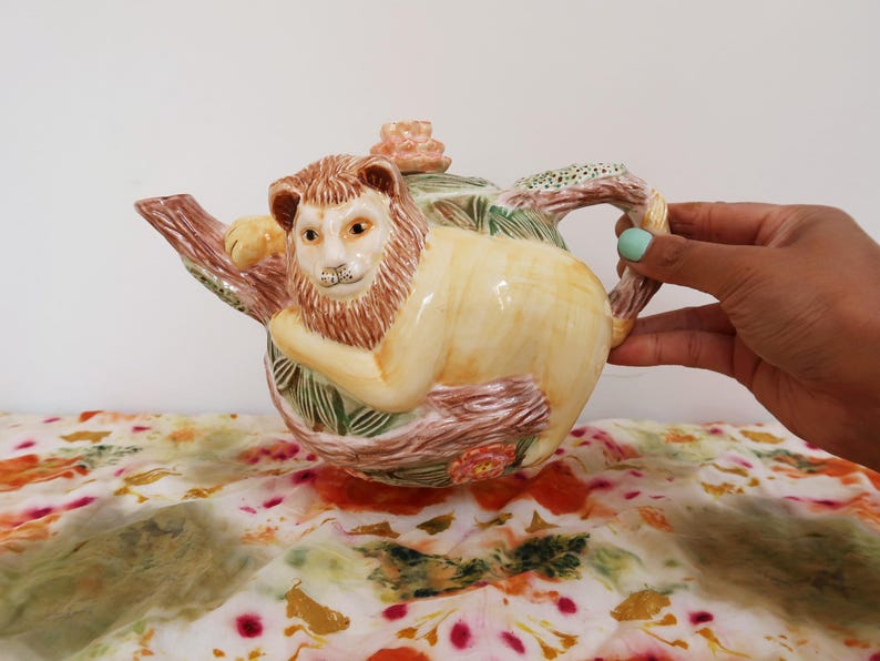 JUNGLE SPREE Lion Teapot - Vintage Strata Group Ceramic Tea Pot With ...