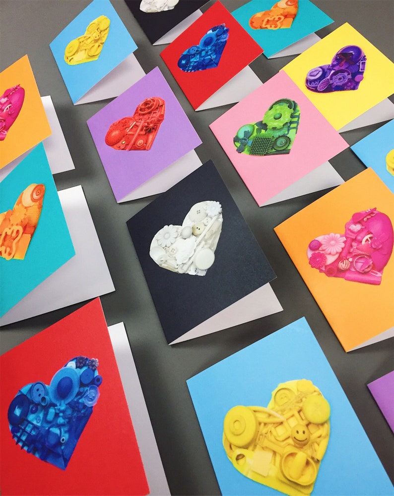 HEART Greeting Card Valentine Yellow / Blue Cards Print Made - Etsy