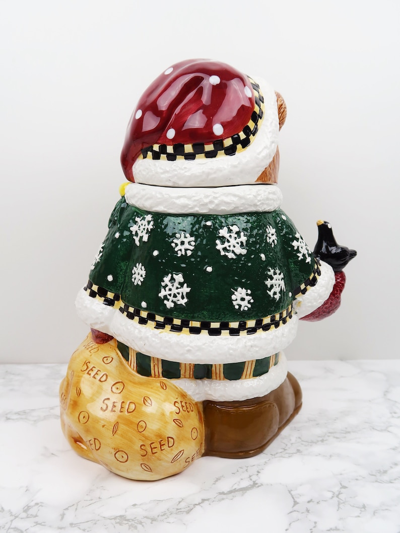 HOLIDAY BEAR Cookie Jar Vintage Debbie Mumm Sakura Ceramic | Etsy