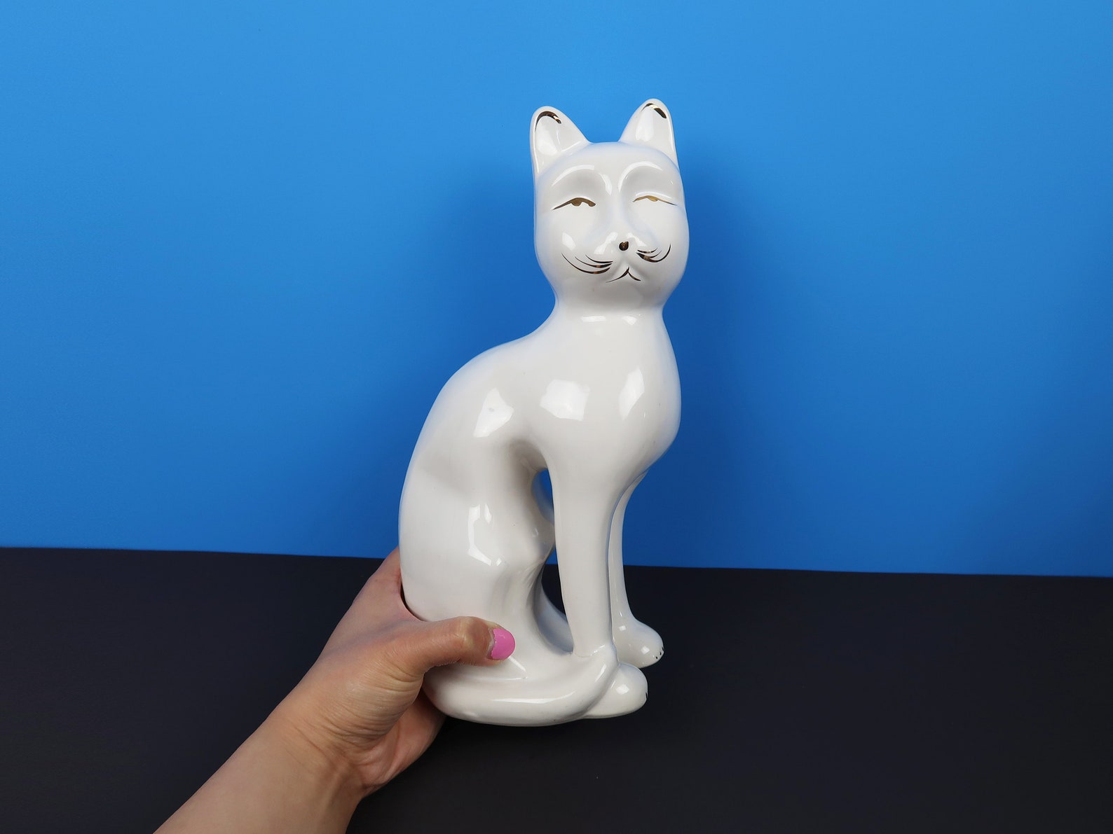 2 CAT Figurines Vintage Large Ceramic Anthropomorphic - Etsy