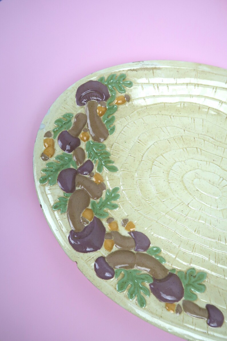 MUSHROOM Plate Vintage 1970s Large Platter Artisan Handmade - Etsy