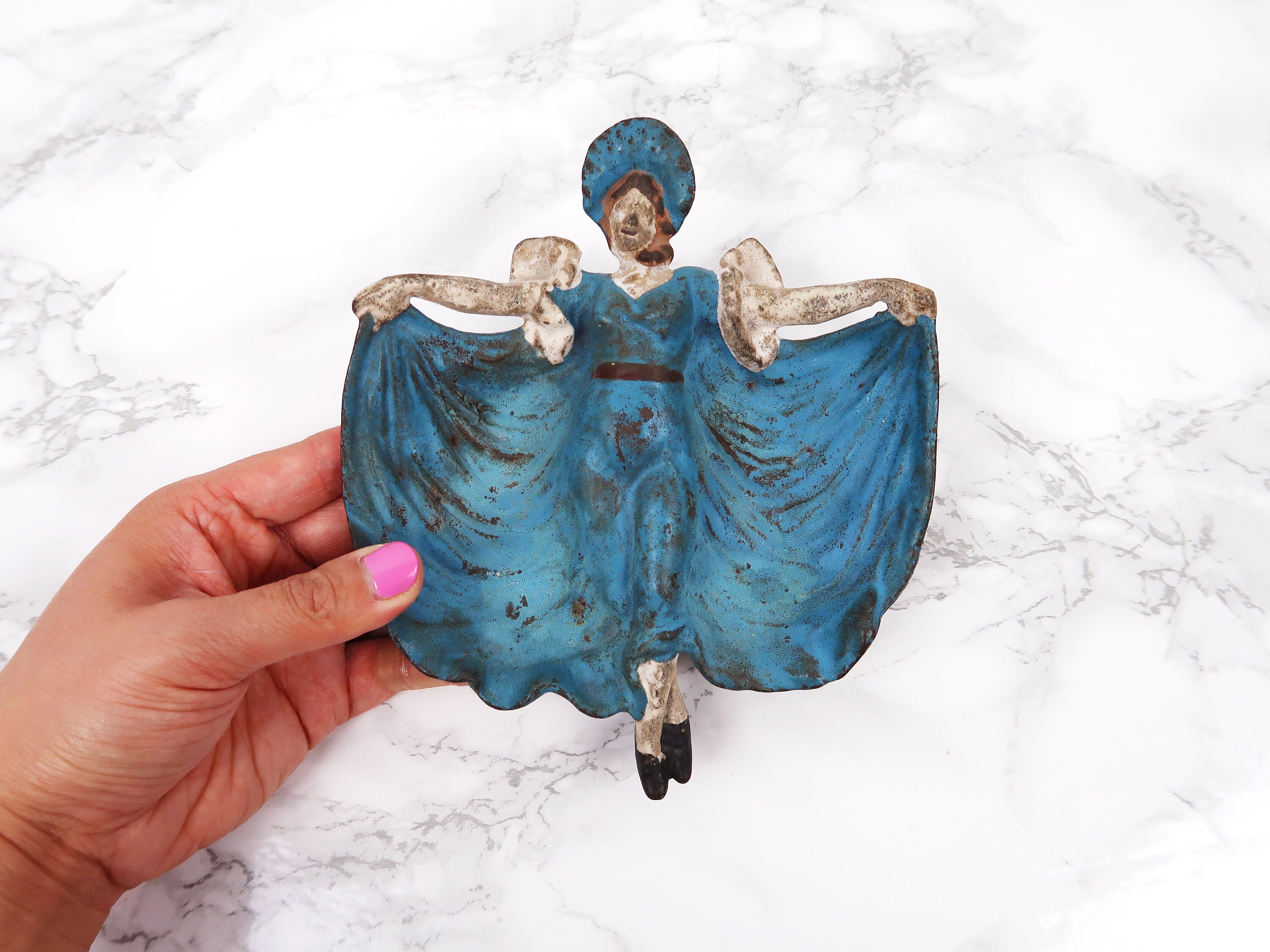 CAST IRON GIRL Catchall - Vintage Metal Ring Trinket Jewelry Dish ...