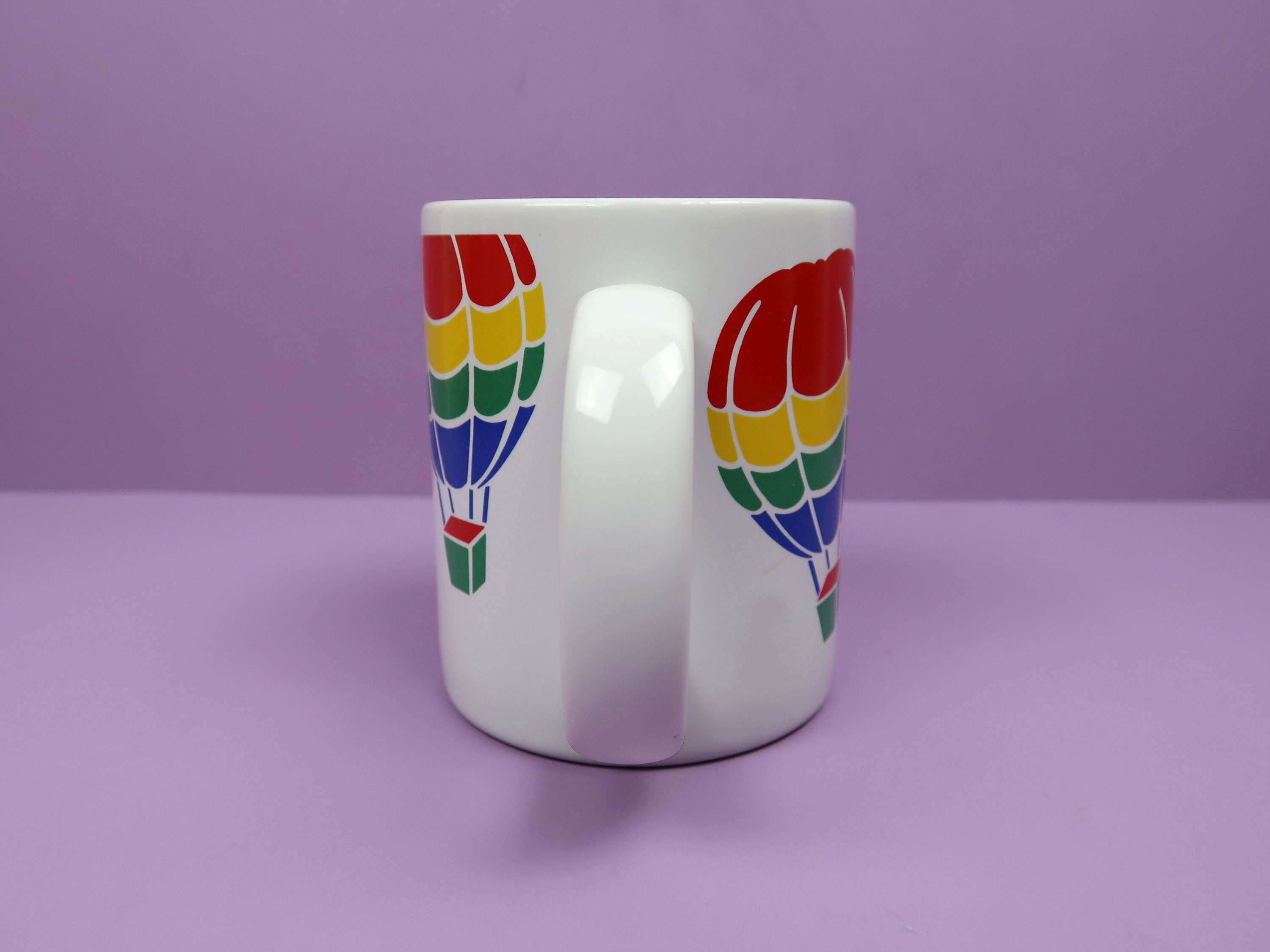 RAINBOW Hot Air Balloon Mug - Vintage Ceramic Colorful Coffee Tea Cup ...