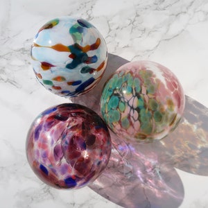 STAINED GLASS Ball Ornaments - Vintage Colorful Round Sphere Art Accent ...