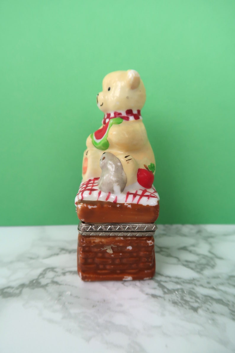 TEDDY BEAR Box Vintage Small Ceramic Jewelry Ring Earring | Etsy